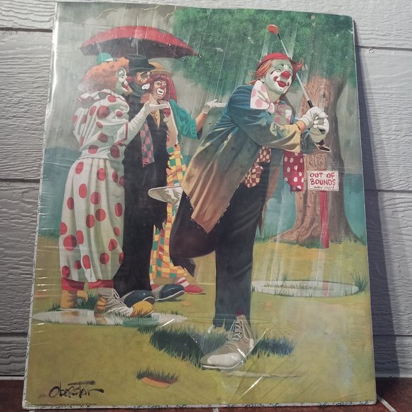 Vintage | Art | Vintage 9s Chuck Oberstein Out Of Bounds Clowns Golfing ...